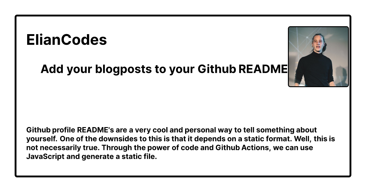 Elian Codes | 📝 Add your blogposts to your Github README